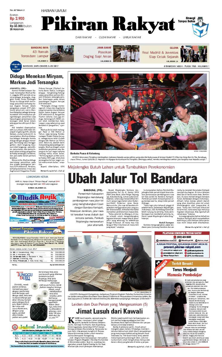 Jual Koran Pikiran Rakyat 03 Juni 2017 - Gramedia Digital Indonesia